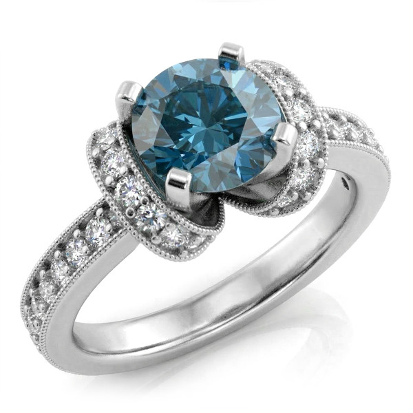 1.02ct VS1 Fancy Blue Diamond Engagement Ring
