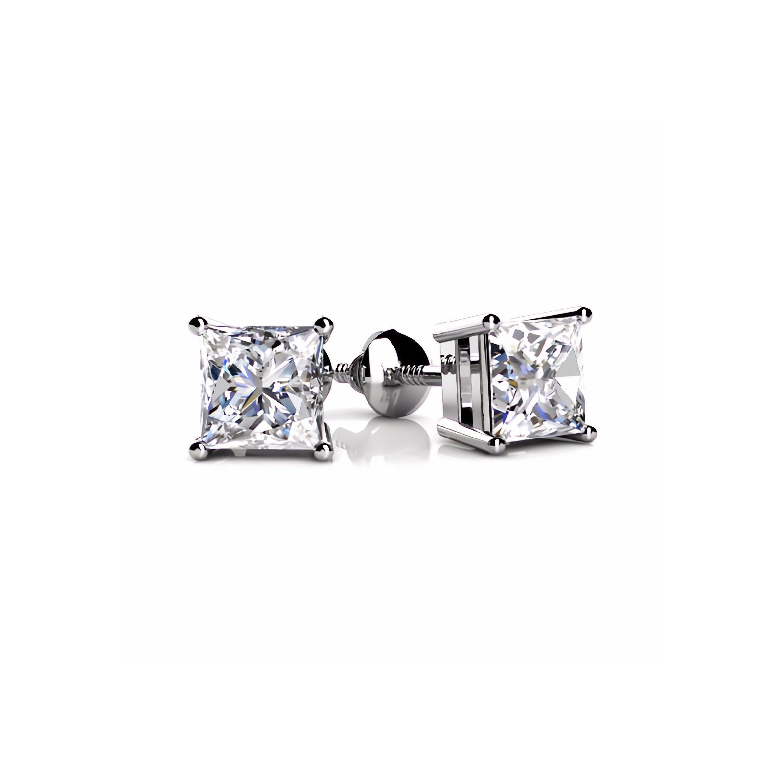 princess cut stud earrings