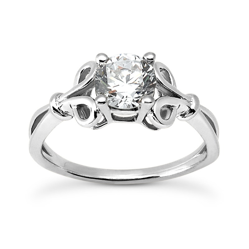 Fancy Floral Solitaire Engagement Ring Setting Split Shank