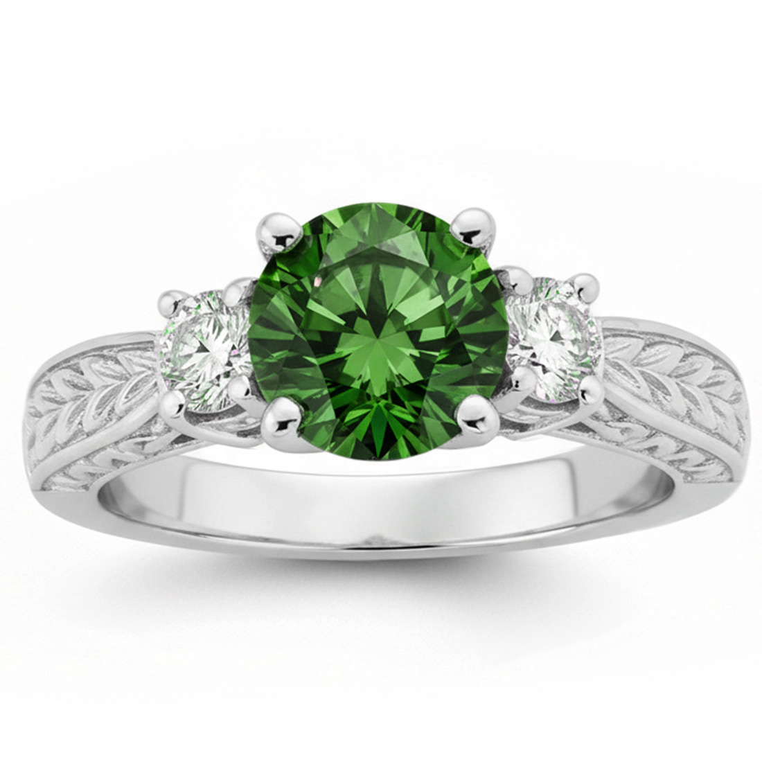 green gemstone silver ring
