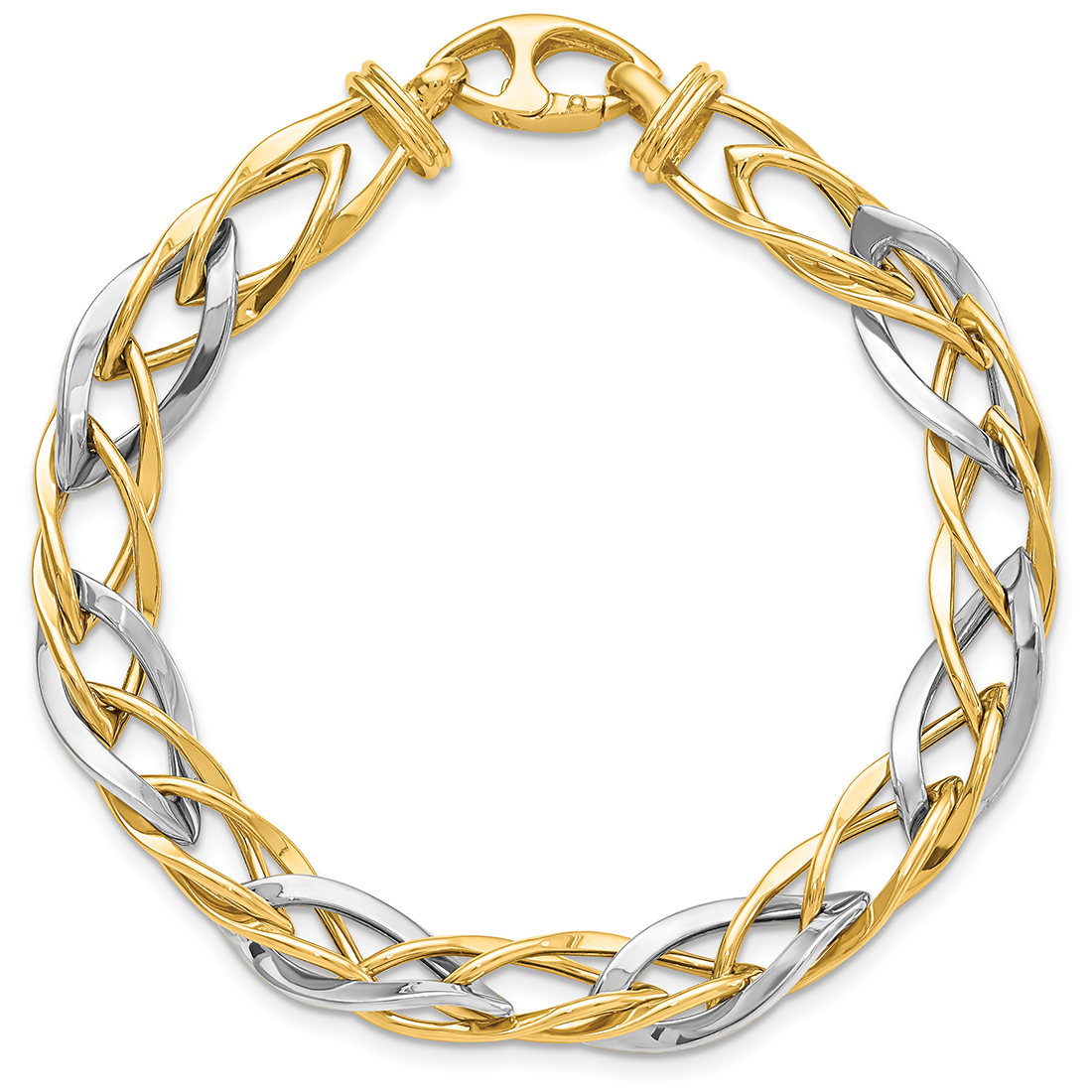 Fancy Polished 14k Two Tone Gold Bracelet 7 1/2