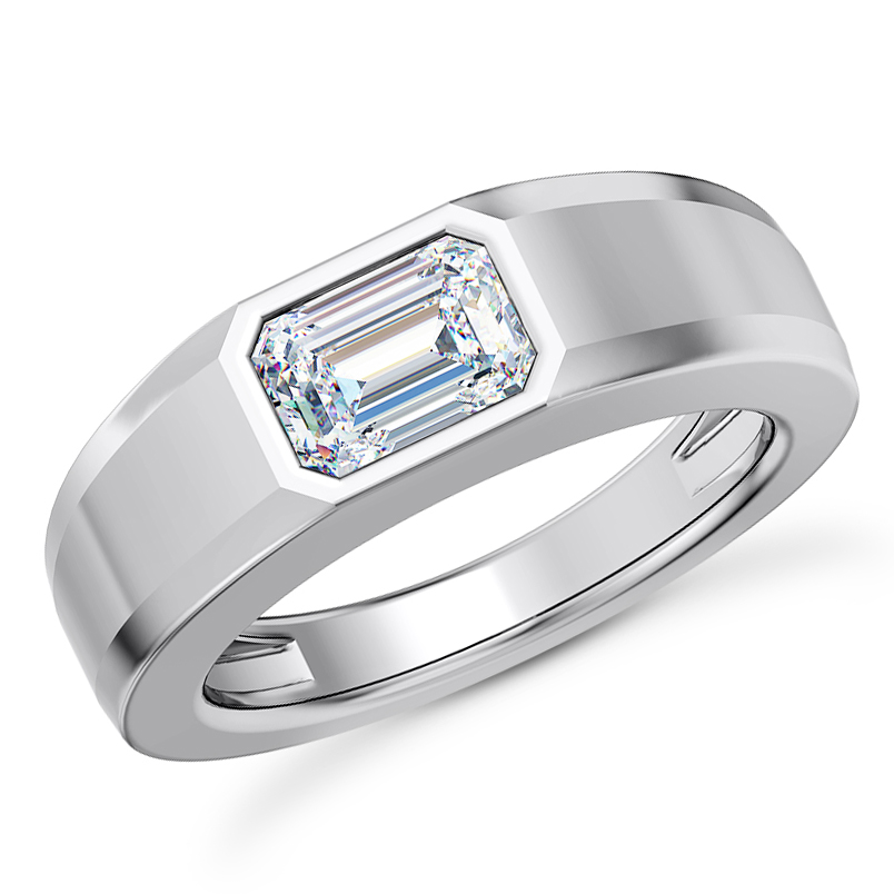 1 Carat VS2 Emerald-Cut Diamond Men's Solitaire Pinky Ring