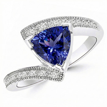 Triangular Tanzanite & Diamond Engagement Statement Ring
