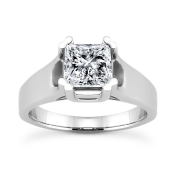 Square Princess-Cut Solitaire Engagement Ring Setting Wide Band