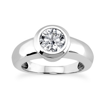Round Bezel Solitaire Engagement Ring Solid Mounting