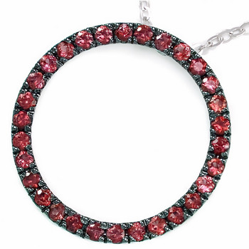 Red Ruby Circle Pendant Necklace 14k Gold