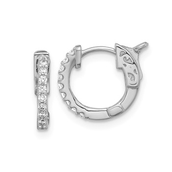 Small Diamond Hoop Earrings 14k White Gold