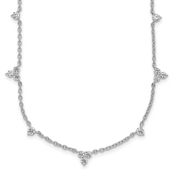 1.71ct Lab Grown Diamond Station Necklace 14k White Gold 18" Chain