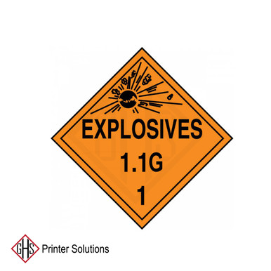 DOT Placard: Hazard Class 1 - Explosives & Blasting Agents (1.1A)