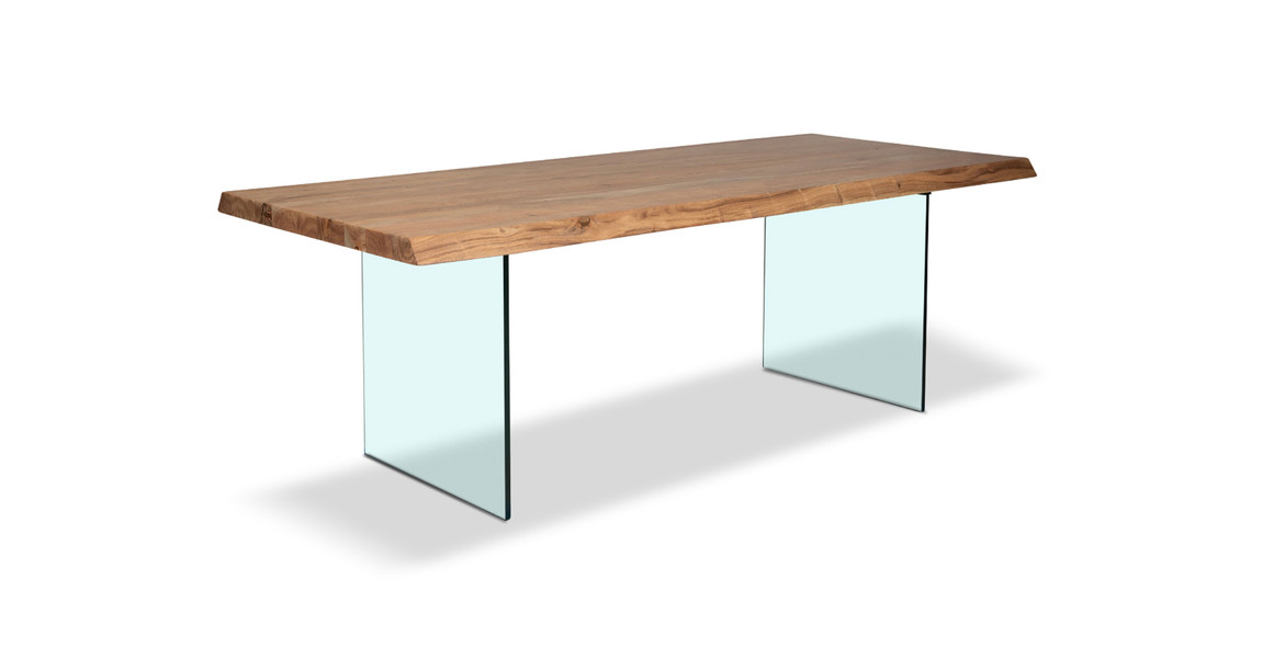 Flatbush Clear Glass Base Modern Dining Table - Manhattan Home Design