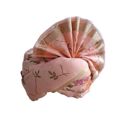 Peach Floral Safa Rental for Indian Wedding Baarati