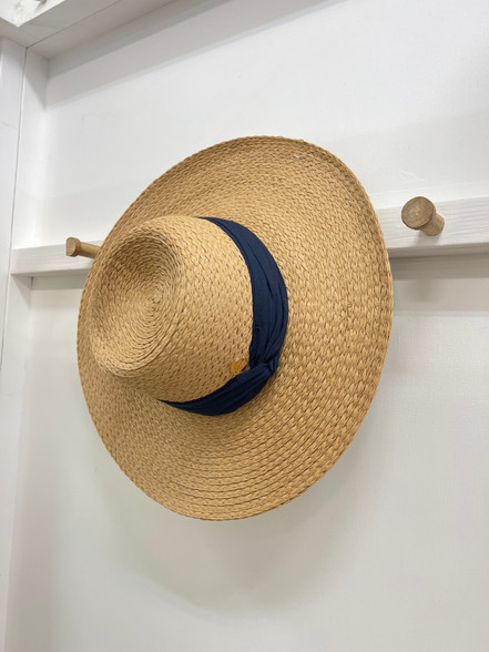 GINGER WIDE BRIM HAT PLAIT NAVY - Heidi Beau
