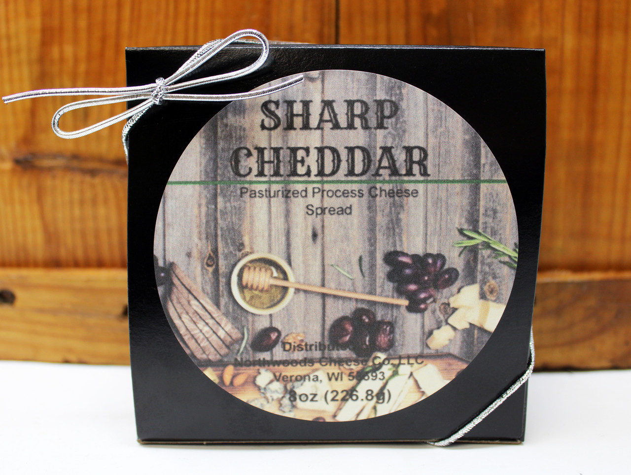 8oz Rustic Wraps, Northwoods Cheese, Sharp Cheddar Cheese Spread Black Box