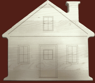 House Shaped Cutting Board Engraved All American Hardwoods