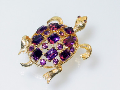 Lisner Crystal Turtle Brooch