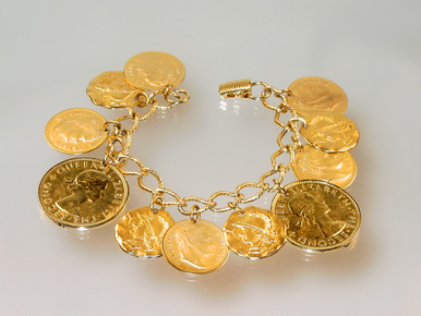 Faux Coin Charm Bracelet