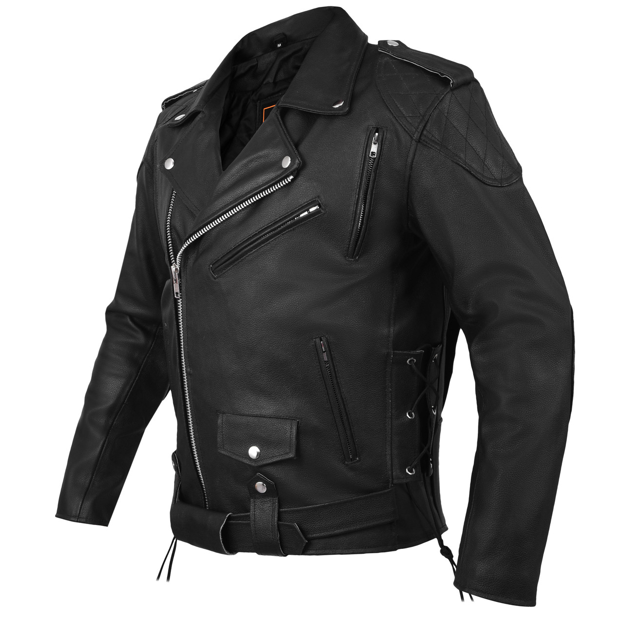 Brando Classic Leather Motorcycle Jacket with Armour & Vents