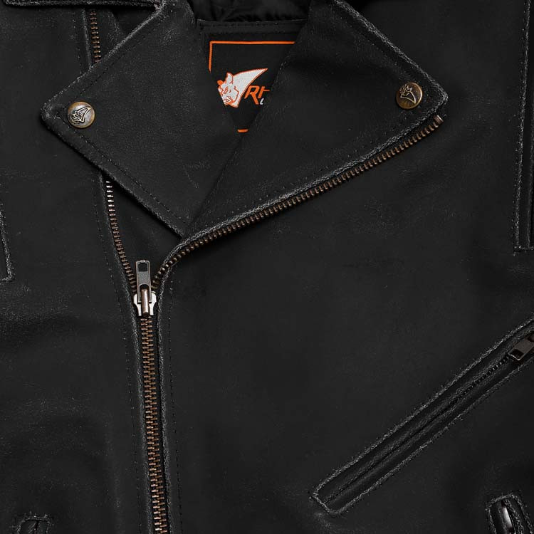 Brando Matte Leather Motorcycle Jacket with Armour & Vents