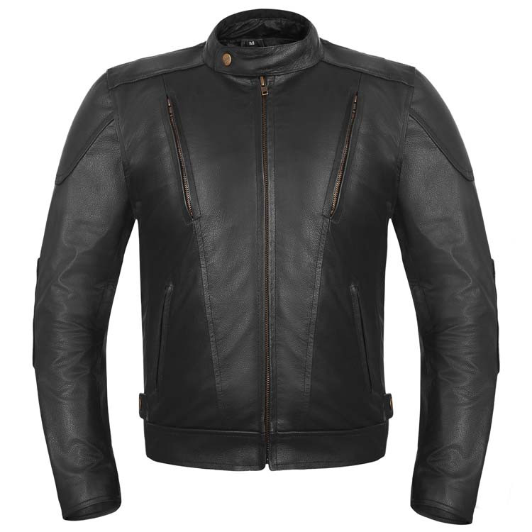 Leather Motorcycle Jacket with Vents and Armour