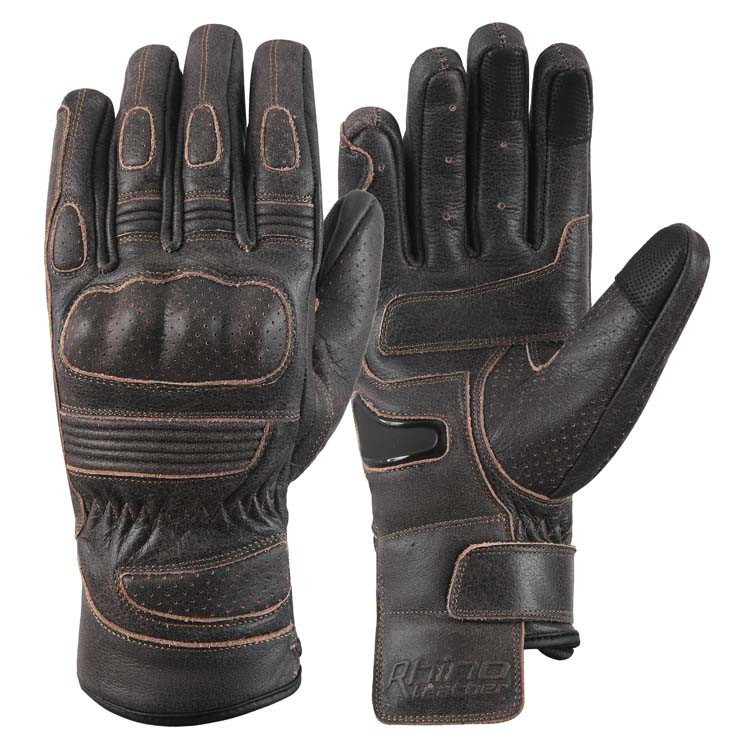 Spider Vintage Style Cruiser Brown leather motorcycle glove - RhinoLeather