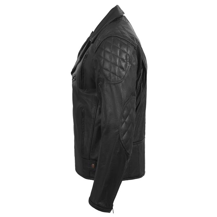 Black Brando Leather Motorcycle Jacket with Armour & Vents