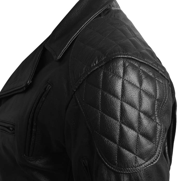 Black Brando Leather Motorcycle Jacket with Armour & Vents