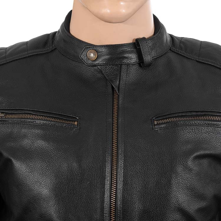 Speedster Black Leather Motorcycle Jacket - Full Grain Leather