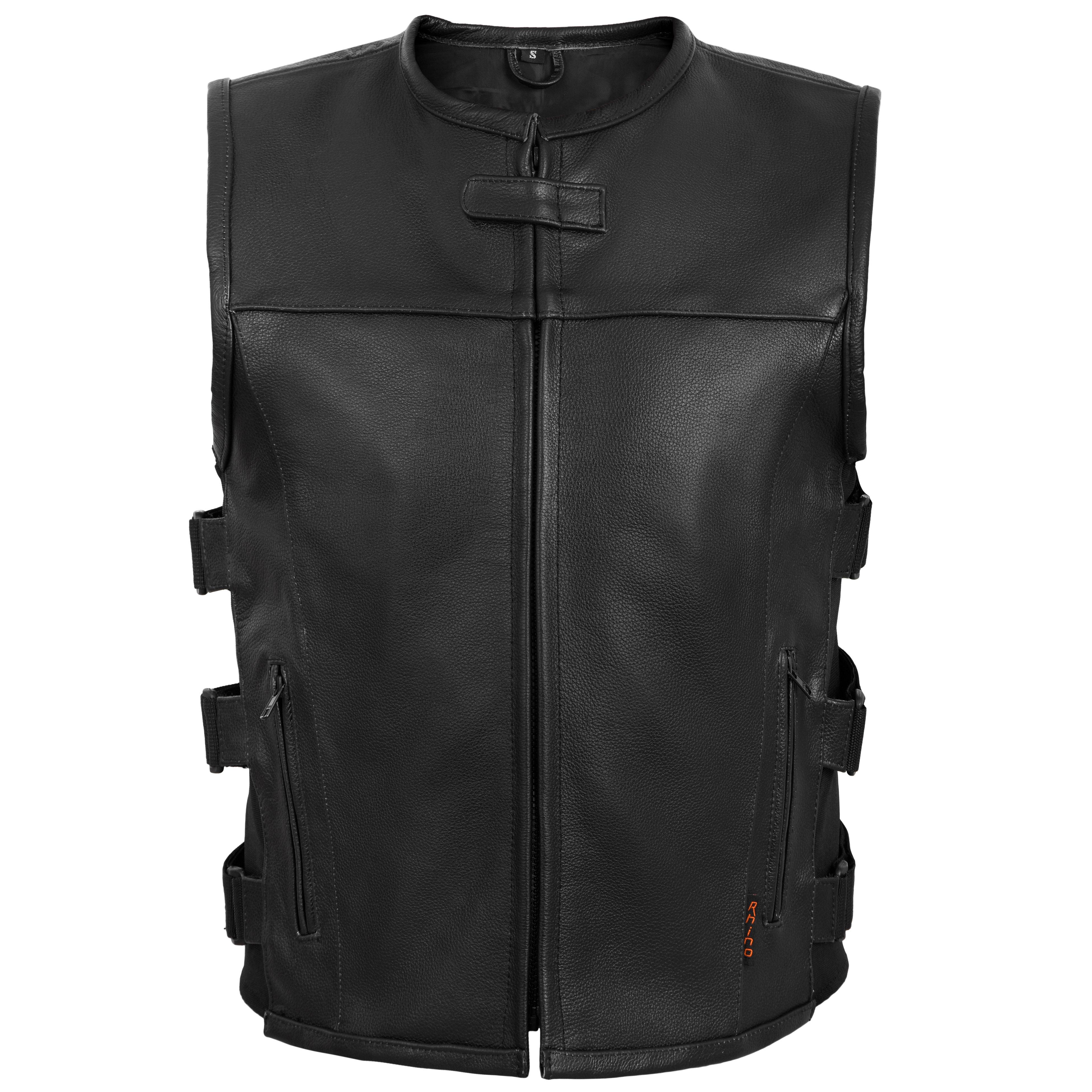 Swat Tactical Style Bikers Black Leather Vest