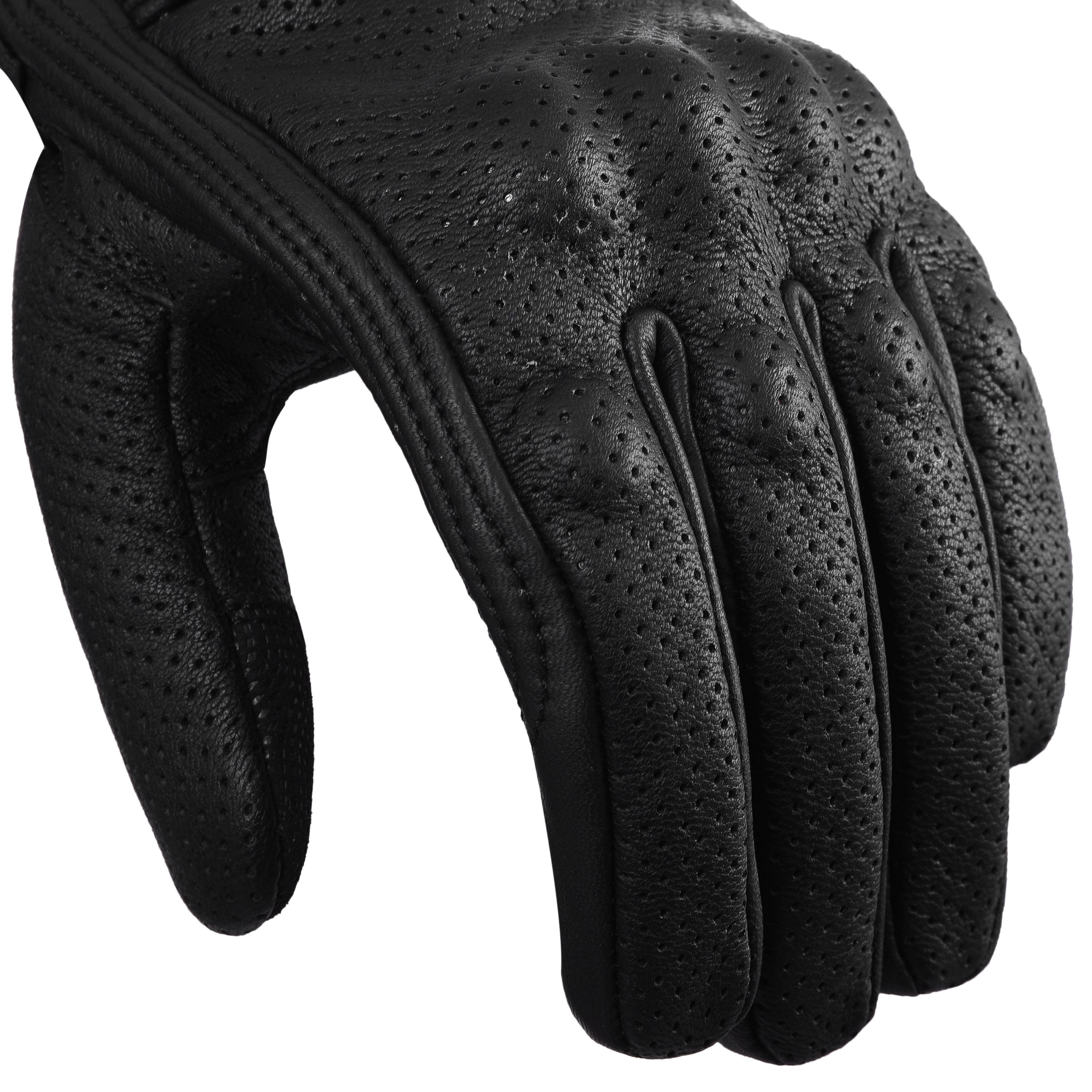 Prosport Perforated Leather Motorcycle Gloves with Knuckle protection