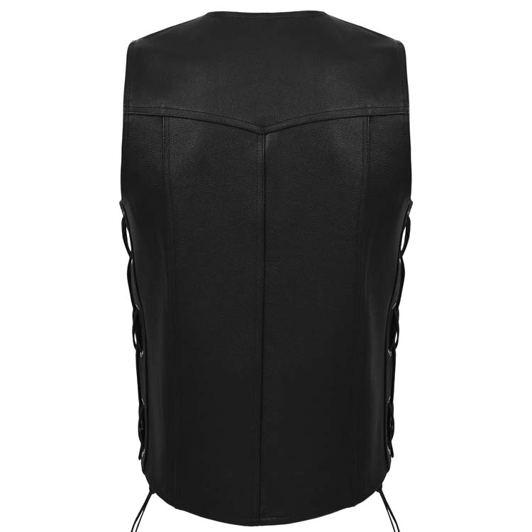 Leather Motorcycle Vest with Metal Clasps