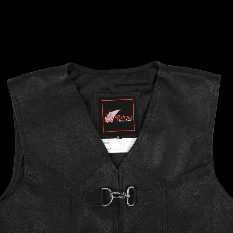 Leather Motorcycle Vest with Metal Clasps