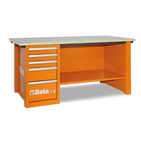 Beta Tools C57SD-O MasterCargo Workbench with 5 Drawer Cabinet - Orange