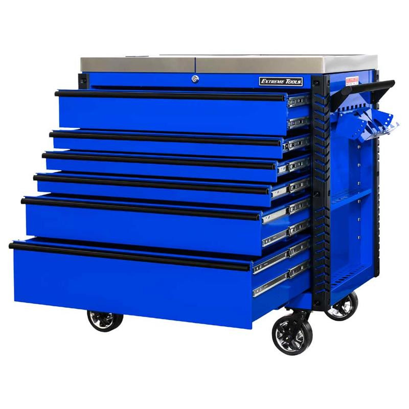 Extreme Tools EX Series 41" 6-Drawer Deluxe Series Tool Cart - Blue w ...