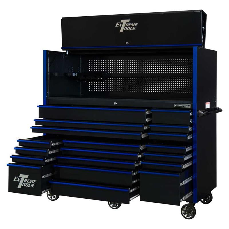 Extreme Tools 72" RX Series 19-Drawer 30" Deep Roller Cabinet w/Hutch ...