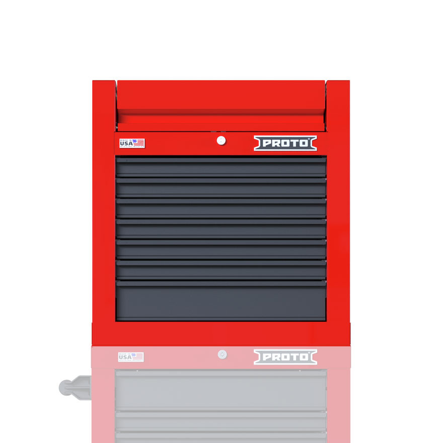 Proto Velocity 27" 7-Drawer Single Bank Top Chest - Red/Gray