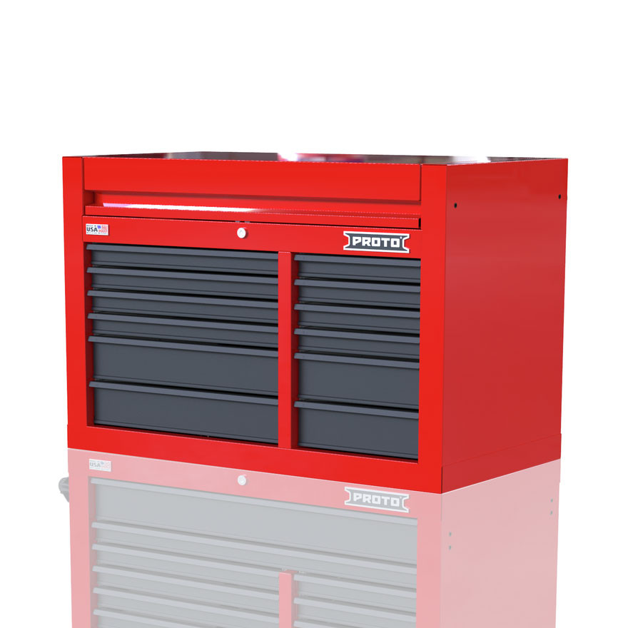 Proto Velocity 42" 12-Drawer Double Bank Top Chest - Red/Gray