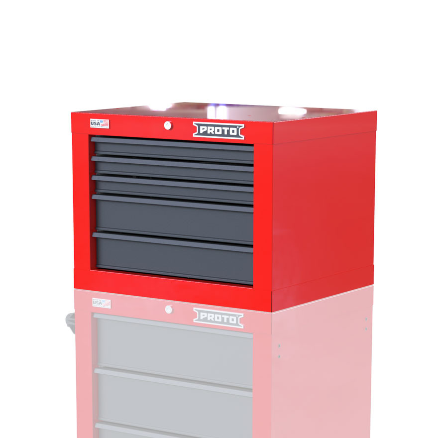 Proto Velocity 27" 5-Drawer Single Bank Top Chest - Red/Gray