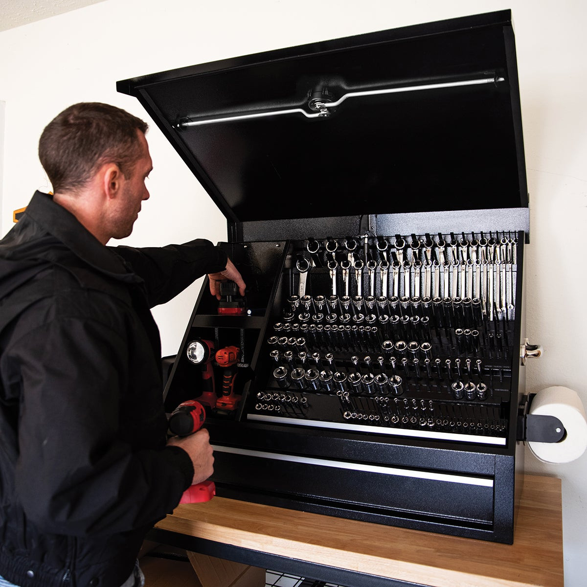 Montezuma 36" x 17" Portable Steel Shopbox - Black | EliteToolboxes.com