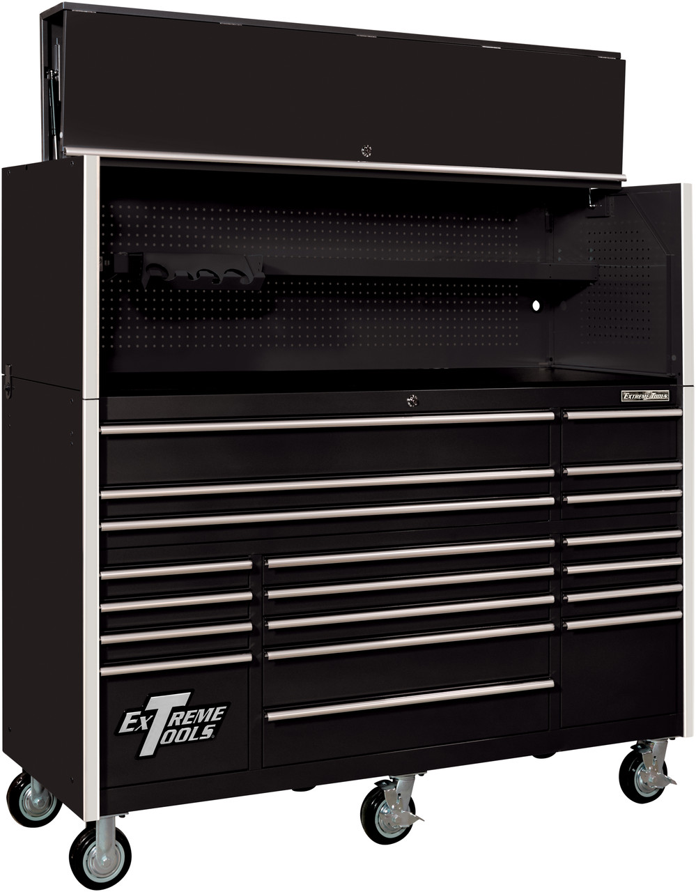 Extreme Tools 72" RX Series 19-Drawer Roller Cabinet with Hutch - Blue