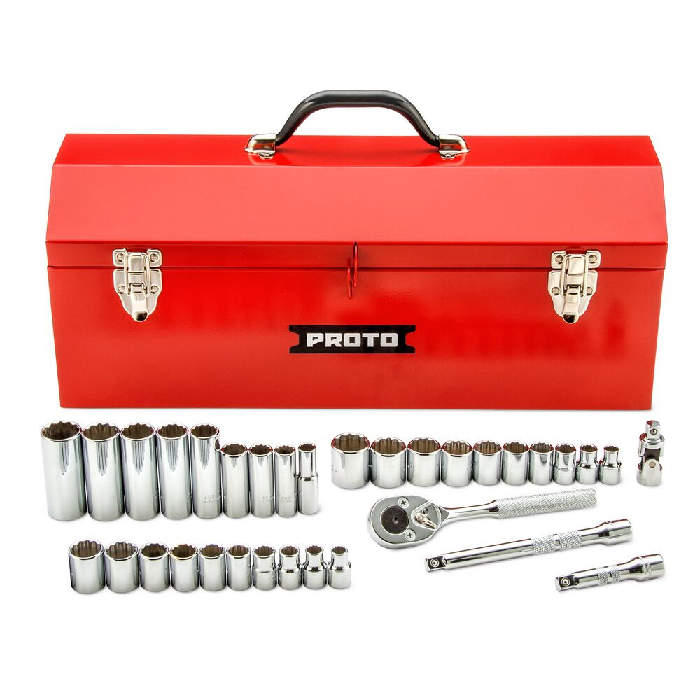 Proto 3/8" Drive 34 Piece Socket Set with Toolbox