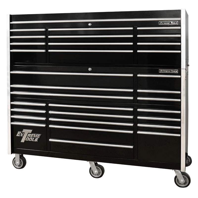 Extreme Tools 72" RX Series 31-Drawer Chest and Roller Combo - Black