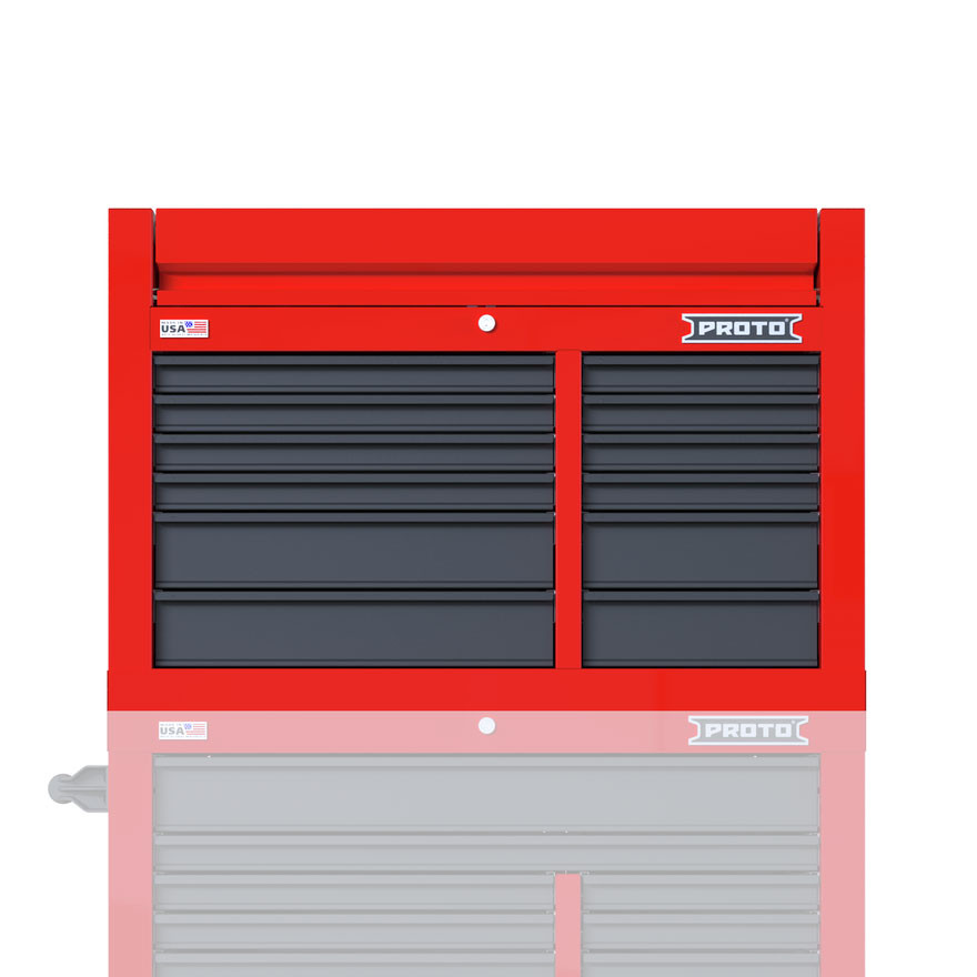 Proto Velocity 42" 12-Drawer Double Bank Top Chest - Red/Gray