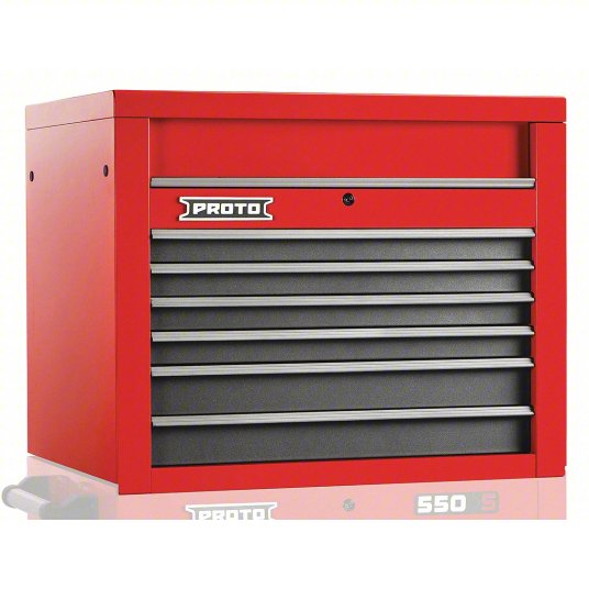 Proto 550S 34" Top Chest - 6 Drawer, Safety Red and Gray