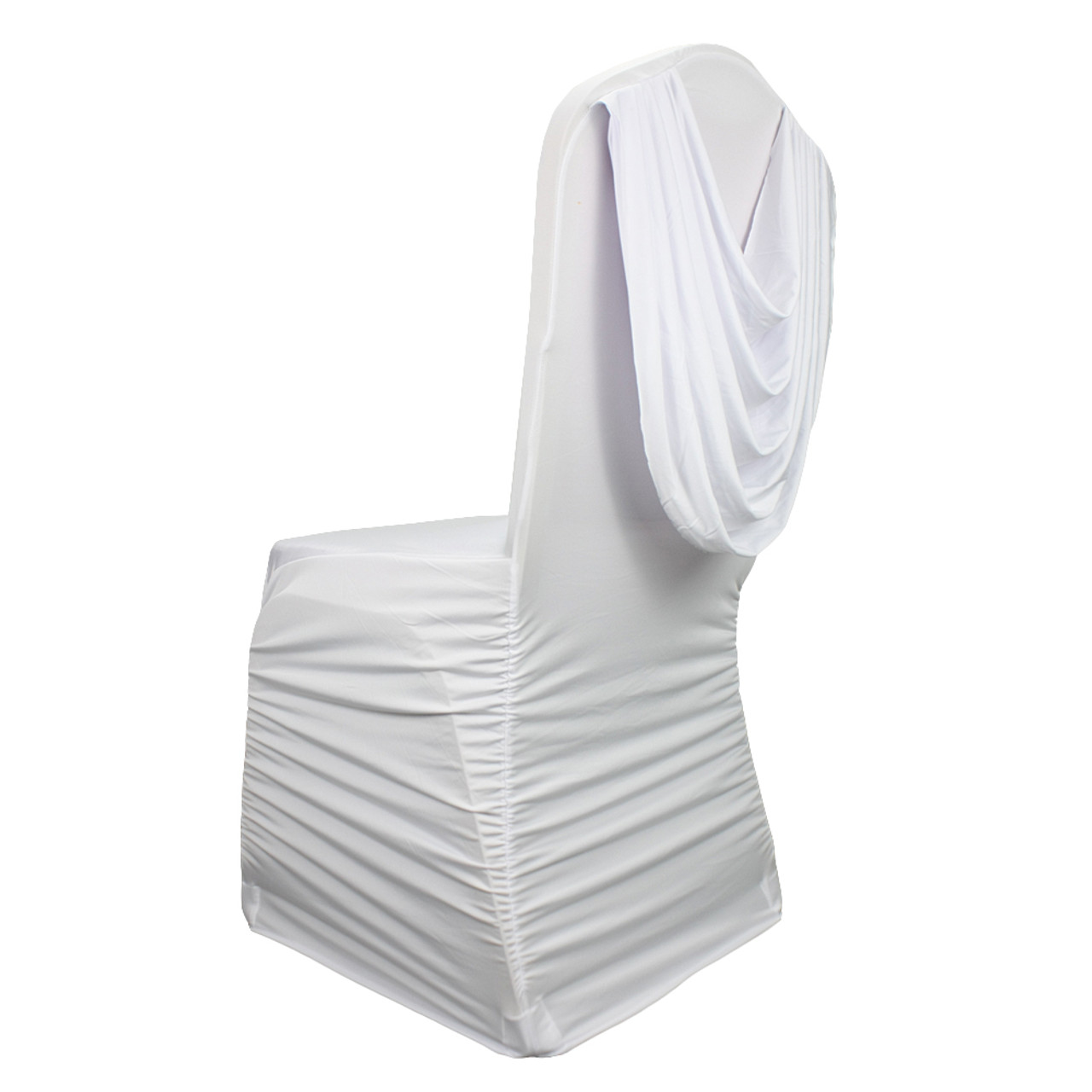 Spandex Chair Cover with Ruched Swag Back White