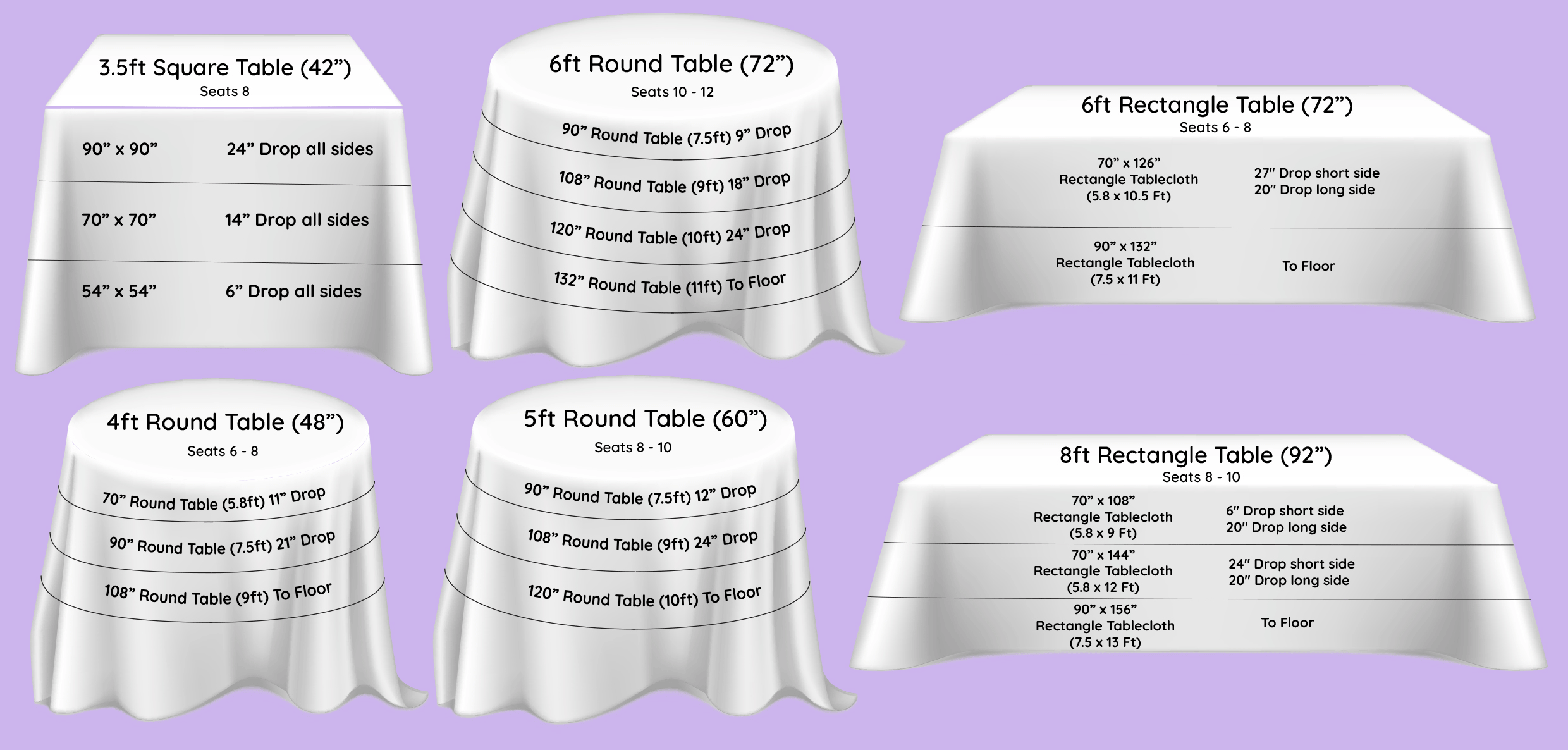 Tablecloth Size Guide Event Decor Shop