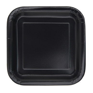 Midnight Black - Square 9" Dinner Plates (Pack of 14) - Event Decor Shop