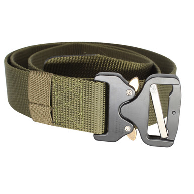 Webbing Belt Heavy Duty Black Buckle -Green