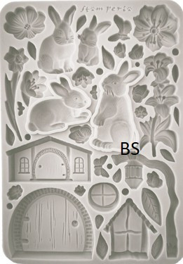 Silicon mould A5 - Rabbit and flowers by BeadtleSweet