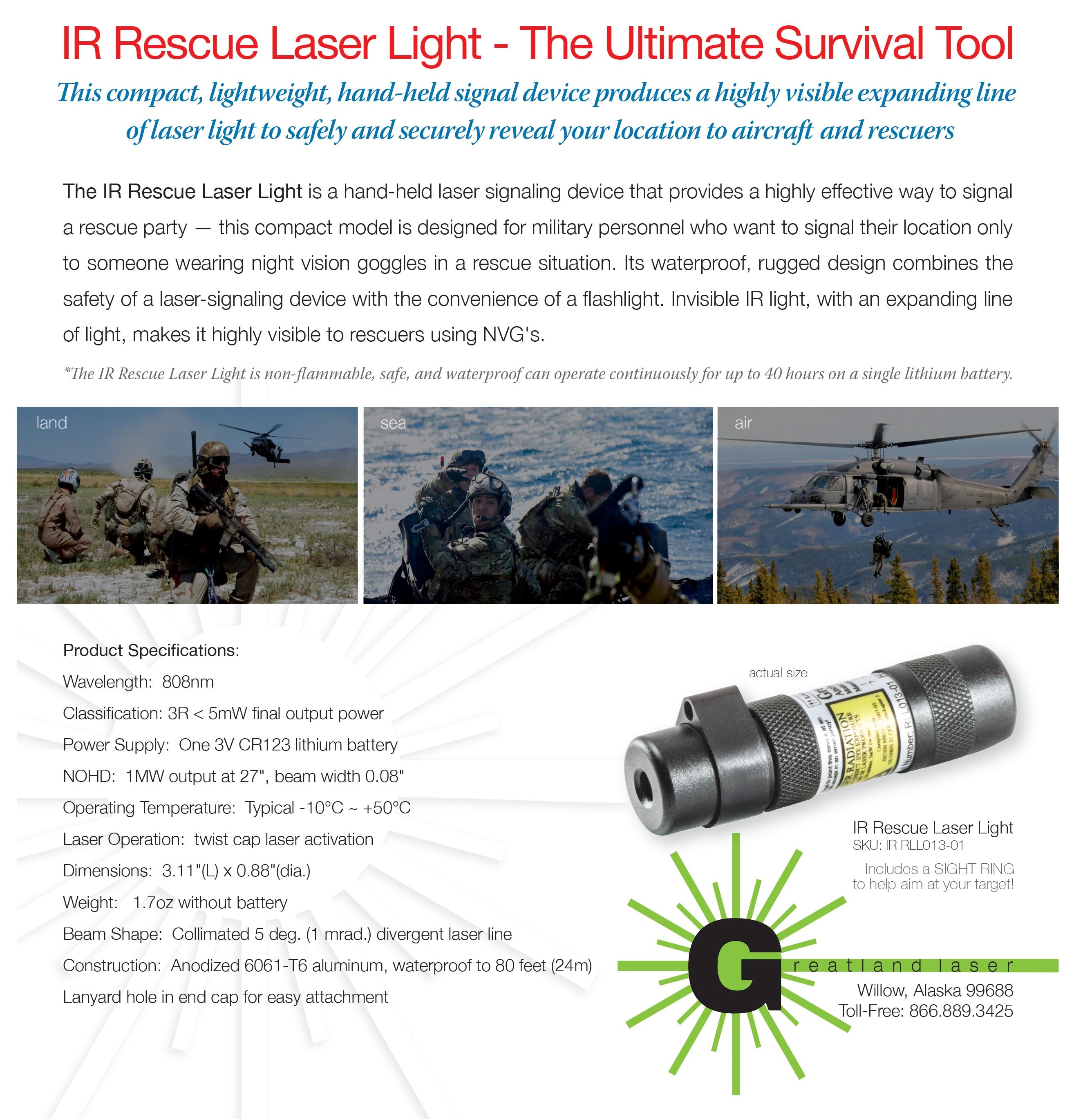 Rescue Laser emergency alert signals used by Military