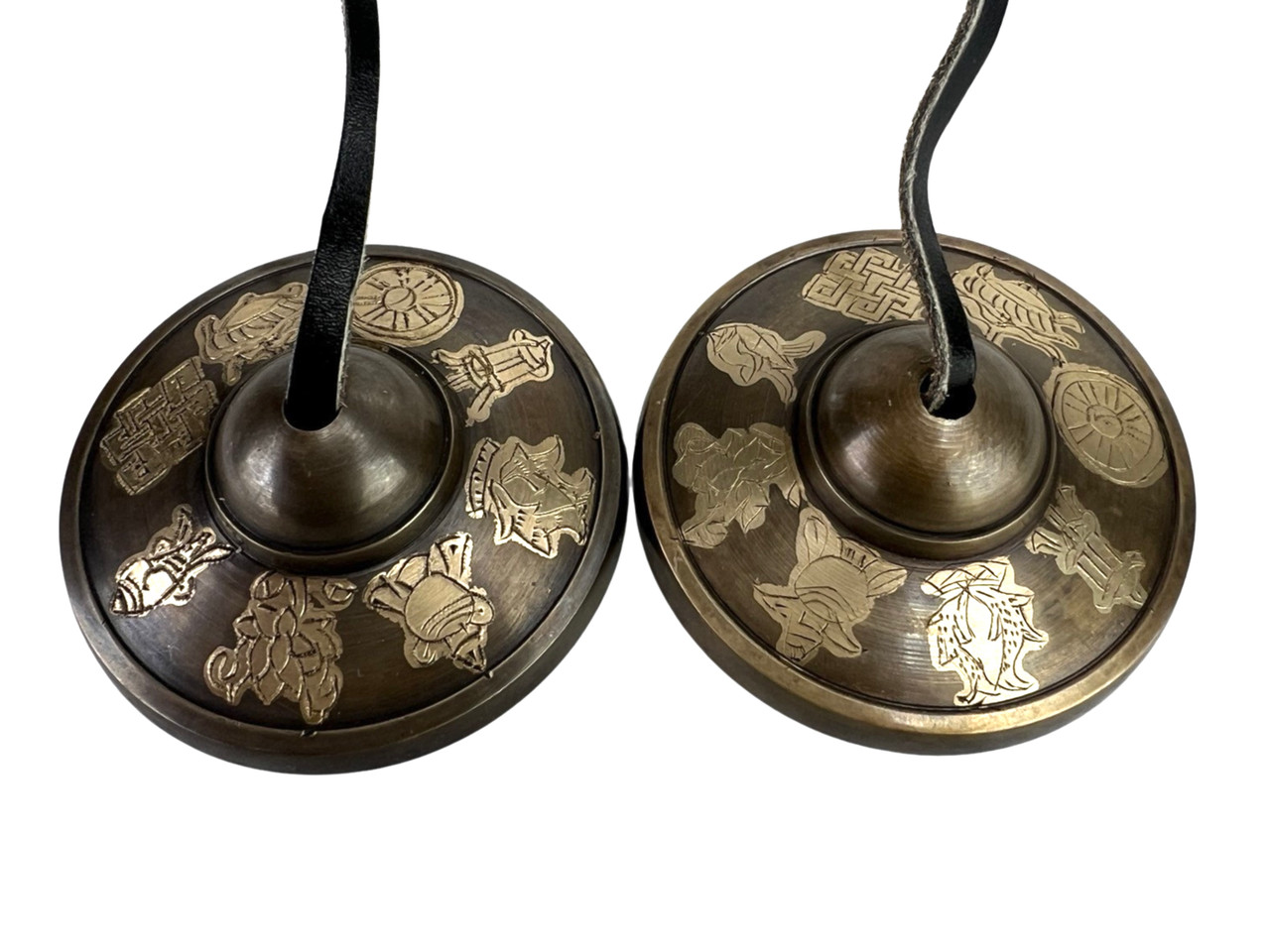 Premium Engraved Auspicious Symbol Tibetan Hand Tingsha Cymbals ...